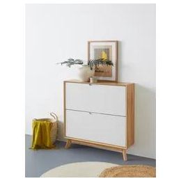 Schuhschrank OTTO HOME "Pandrup", wei&szlig; (wotan eiche, wei&szlig;), B:89cm H:90cm T:24cm, MDF, Schr&auml;nke, Schuhschrank, mit 2 Klappen, ca. 8 Paar Schuhe pro Klappe, H&ouml;he 90 cm