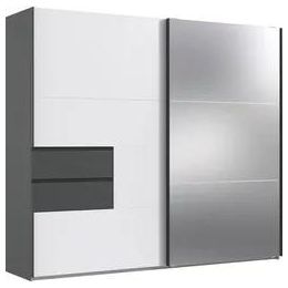 Schwebet&uuml;renschrank wimex "Palermo by fresh to go", wei&szlig; (front wei&szlig;, korpus und absetzung graphit), B:250cm H:216cm T:65cm, Holzwerkstoff, Schr&auml;nke, Schwebet&uuml;renschrank, integrierte Schubladen in der Front mit Soft-close-Funktion