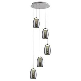 Brilliant Pendelleuchte "Metropolis", grau (chrom, rauchglas), 5, &Oslash; 33cm H: 180cm, 1 Stk., Leuchten, LED H&auml;ngelampe 5flg chrom/rauchglas easyDim, Pendelleuchte