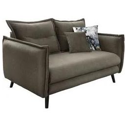 2-Sitzer Home Affaire "Lazio", braun, B:162cm H:97cm T:110cm, 100% Polyester;Wendekissen: 100% Polyester, Sofas, inklusive 1 Stk. Wende- und 1 Stk. Zierkissen