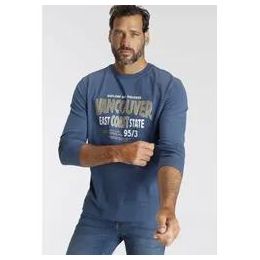 MAN'S WORLD Langarmshirt MAN'S WORLD, Herren, Gr. L (52/54), blau, Jersey, Obermaterial: 100% Baumwolle, bedruckt, normal, Rundhals, Shirts Langarmshirt, Langarm, bedruckt, Rundhalsausschnitt, aus Baumwolle, Topseller
