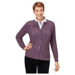 Strickjacke Classic Basics, Damen, Gr. 48, lila (violett, meliert), 73% Polyacryl, 20% Polyamid, 7% Polyester, meliert, figurumspielend, Strickjacken Strickjacke