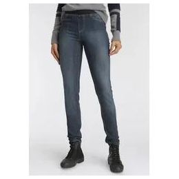 Skinny-fit-Jeans Arizona, Damen, Gr. 22, K + L Gr, blau (dunkelblau us), Jeans, Obermaterial: 75% Baumwolle, 24% Polyester, 1% Elasthan, Basic, eng lang, Jeans, extra-enger Schnitt, komfortable Leibh&ouml;he, Used-Look-Waschung