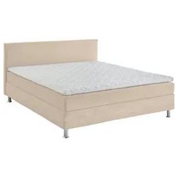 Boxbett "Edison", beige (creme), B:180cm L:209cm, Bezug Bett: Cord (65% Polypropylen, 35% Polyester), ATLANTIC HOME COLLECTION, Komplettbetten, Boxspringbett, inkl. Bonnellfederkern-Matratze und Topper