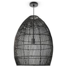 Paco Home Pendelleuchte "VIHMA", schwarz, &Oslash; 52cm H: 67cm, Leuchten, Rattan Pendelleuchte Esstischlampe Nat&uuml;rlich LED Boho Rustikal E27, Pendelleuchte