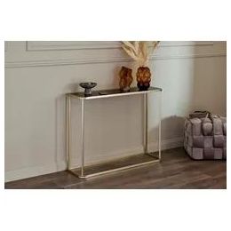 Konsolentisch Jahnke "CIRCO CONSOLE", gold (schwarzglas, gold, goldfarben, schwarzglas), B:100cm H:76cm T:30cm, Tische, Konsolentisch, gebogene Rahmenteile, Konsole, Beistelltisch