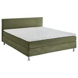 Boxbett "Edison", gr&uuml;n (olivgr&uuml;n), B:160cm L:209cm, Bezug Bett: Cord (65% Polypropylen, 35% Polyester), ATLANTIC HOME COLLECTION, Komplettbetten, Boxspringbett, inkl. Bonnellfederkern-Matratze und Topper