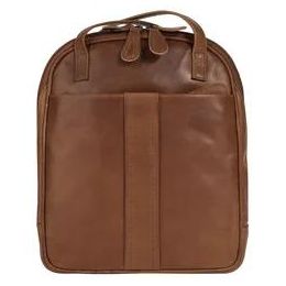 Cityrucksack CLUTY, Damen, Gr. B/H/T: 26cm x 7cm, onesize, braun (cognac), Leder, Rindsleder, Retro, Rucks&auml;cke Cityrucksack, echt Leder