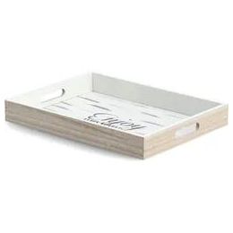 Tablett zeller PRESENT "Enjoy", wei&szlig;, B:30cm H:5,5cm L:40cm, Tabletts, Hochwertiges Poloniaholz