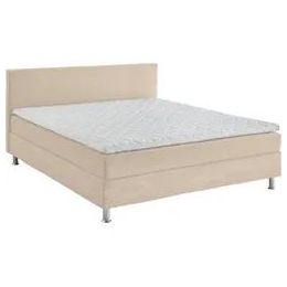 Boxbett "Edison", beige (creme), B:180cm L:209cm, Bezug Bett: Cord (65% Polypropylen, 35% Polyester), ATLANTIC HOME COLLECTION, Komplettbetten, Boxspringbett, inkl. Bonnellfederkern-Matratze und Topper
