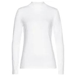 Stehkragenshirt Lascana, Damen, Gr. 44/46, wei&szlig;, Jersey, Obermaterial: 95% Baumwolle, 5% Elasthan, unifarben, figurbetont h&uuml;ftlang, Shirts Stehkragenshirt