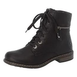 Schn&uuml;rboots Rieker, Damen, Gr. 40, schwarz, Lederimitat, unifarben, Schuhe Schn&uuml;rboots, Schn&uuml;rstiefelette, Blockabsatz, mit Zierrei&szlig;verschluss au&szlig;en