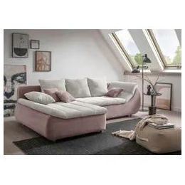 Ecksofa Home Affaire "Imola, bequem, aktuelle Steppung im Sitz, L-Form, Breite 270cm", rosa (rosa, silber), B:270cm H:90cm T:170cm, Microfaser PRIMABELLE (100% Polyester) / Struktur (82% Polyester, 9% Viscose, 7% Baumwolle, 2% Nylon);Kunstleder SOFTLUX / Struktur (82% Polyester, 9% Viscose, 7% Baumwolle, 2% Nylon), Sofas, Ecksofa, wahlweise mit Bettfunktion
