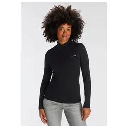 Longsleeve Kangaroos, Damen, Gr. 44/46, schwarz, Rippware, Obermaterial: 100% Baumwolle, kontrastfarbene Details, unifarben, Basic, sehr figurbetont h&uuml;ftbedeckend, Shirts, Langarm, sehr figurbetont, unifarben, Stehkragen