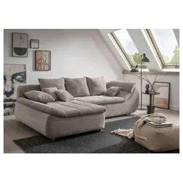 Ecksofa Home Affaire "Imola, bequem, aktuelle Steppung im Sitz, L-Form, Breite 270cm", grau (grau, braun), B:270cm H:90cm T:170cm, Microfaser PRIMABELLE (100% Polyester) / Struktur (82% Polyester, 9% Viscose, 7% Baumwolle, 2% Nylon);Kunstleder SOFTLUX / Struktur (82% Polyester, 9% Viscose, 7% Baumwolle, 2% Nylon), Sofas, Ecksofa, wahlweise mit Bettfunktion