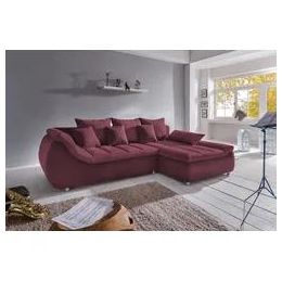 Ecksofa Home Affaire "Imola, bequem, aktuelle Steppung im Sitz, L-Form, Breite 270cm", pink (fuchsia), B:270cm H:90cm T:170cm, Microfaser PRIMABELLE (100% Polyester) / Struktur (82% Polyester, 9% Viscose, 7% Baumwolle, 2% Nylon);Kunstleder SOFTLUX / Struktur (82% Polyester, 9% Viscose, 7% Baumwolle, 2% Nylon), Sofas, Ecksofa, wahlweise mit Bettfunktion