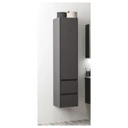 Hochschrank Welltime "Urban", grau, B:35cm H:160cm T:35cm, FSC-zertifizierter Holzwerkstoff, Schr&auml;nke, Hochschrank, Schubladen mit Softclose, Glaseinlegeb&ouml;den, Schubladenfront geriffelt