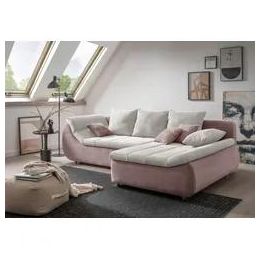 Ecksofa Home Affaire "Imola, bequem, aktuelle Steppung im Sitz, L-Form, Breite 270cm", rosa (rosa, silber), B:270cm H:90cm T:170cm, Microfaser PRIMABELLE (100% Polyester) / Struktur (82% Polyester, 9% Viscose, 7% Baumwolle, 2% Nylon);Kunstleder SOFTLUX / Struktur (82% Polyester, 9% Viscose, 7% Baumwolle, 2% Nylon), Sofas, Ecksofa, wahlweise mit Bettfunktion