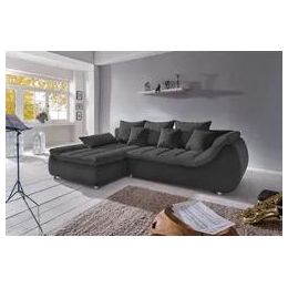 Ecksofa Home Affaire "Imola, bequem, aktuelle Steppung im Sitz, L-Form, Breite 270cm", schwarz, B:270cm H:90cm T:170cm, Microfaser PRIMABELLE (100% Polyester) / Struktur (82% Polyester, 9% Viscose, 7% Baumwolle, 2% Nylon);Kunstleder SOFTLUX / Struktur (82% Polyester, 9% Viscose, 7% Baumwolle, 2% Nylon), Sofas, Ecksofa, wahlweise mit Bettfunktion