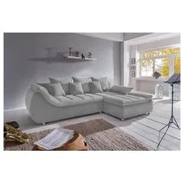 Ecksofa Home Affaire "Imola, bequem, aktuelle Steppung im Sitz, L-Form, Breite 270cm", grau, B:270cm H:90cm T:170cm, Microfaser PRIMABELLE (100% Polyester) / Struktur (82% Polyester, 9% Viscose, 7% Baumwolle, 2% Nylon);Kunstleder SOFTLUX / Struktur (82% Polyester, 9% Viscose, 7% Baumwolle, 2% Nylon), Sofas, Ecksofa, wahlweise mit Bettfunktion