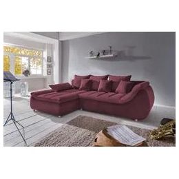 Ecksofa Home Affaire "Imola, bequem, aktuelle Steppung im Sitz, L-Form, Breite 270cm", pink (fuchsia), B:270cm H:90cm T:170cm, Microfaser PRIMABELLE (100% Polyester) / Struktur (82% Polyester, 9% Viscose, 7% Baumwolle, 2% Nylon);Kunstleder SOFTLUX / Struktur (82% Polyester, 9% Viscose, 7% Baumwolle, 2% Nylon), Sofas, Ecksofa, wahlweise mit Bettfunktion