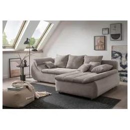 Ecksofa Home Affaire "Imola, bequem, aktuelle Steppung im Sitz, L-Form, Breite 270cm", grau (grau, braun), B:270cm H:90cm T:170cm, Microfaser PRIMABELLE (100% Polyester) / Struktur (82% Polyester, 9% Viscose, 7% Baumwolle, 2% Nylon);Kunstleder SOFTLUX / Struktur (82% Polyester, 9% Viscose, 7% Baumwolle, 2% Nylon), Sofas, Ecksofa, wahlweise mit Bettfunktion