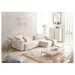 Ecksofa 3C Candy "Matteo in elegant, kubischer Formensprache, bequem, L-Form", wei&szlig;, B:276cm H:72cm T:168cm, 95% Polyester, 5% Nylon, Sofas, Ecksofa, mit auff&auml;lliger Kedernaht, Feincord-Bezug, Lounge-Charakter