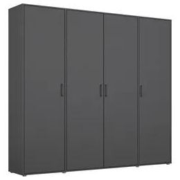 Kleiderschrank Rauch "VOYAGER Garderobe W&auml;scheschrank TOPSELLER Schlafzimmer", grau (graumetallic, griffe graumetallic), B:187cm H:194cm T:53cm, Holzwerkstoff, Schr&auml;nke, Kleiderschrank, mit 2 modernen Griffvarianten, viel Stauraum MADE IN GERMANY