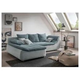 Ecksofa Home Affaire "Imola, bequem, aktuelle Steppung im Sitz, L-Form, Breite 270cm", blau (aqua, petrol), B:270cm H:90cm T:170cm, Microfaser PRIMABELLE (100% Polyester) / Struktur (82% Polyester, 9% Viscose, 7% Baumwolle, 2% Nylon);Kunstleder SOFTLUX / Struktur (82% Polyester, 9% Viscose, 7% Baumwolle, 2% Nylon), Sofas, Ecksofa, wahlweise mit Bettfunktion