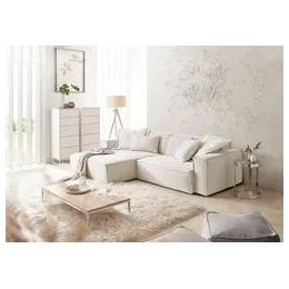 Ecksofa 3C Candy "Matteo in elegant, kubischer Formensprache, bequem, L-Form", wei&szlig;, B:276cm H:72cm T:168cm, 95% Polyester, 5% Nylon, Sofas, Ecksofa, mit auff&auml;lliger Kedernaht, Feincord-Bezug, Lounge-Charakter