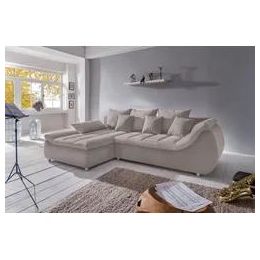 Ecksofa Home Affaire "Imola, bequem, aktuelle Steppung im Sitz, L-Form, Breite 270cm", braun (hellbraun), B:270cm H:90cm T:170cm, Microfaser PRIMABELLE (100% Polyester) / Struktur (82% Polyester, 9% Viscose, 7% Baumwolle, 2% Nylon);Kunstleder SOFTLUX / Struktur (82% Polyester, 9% Viscose, 7% Baumwolle, 2% Nylon), Sofas, Ecksofa, wahlweise mit Bettfunktion
