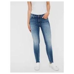 V&eacute;ro Moda Skinny-fit-Jeans VERO MODA "VMLUX MR SLIM", Damen, Gr. L, L&auml;nge 34, blau (medium blau denim), Denim/Jeans, Obermaterial: 99% Baumwolle, 1% Elasthan, Basic, skinny fit, Jeans