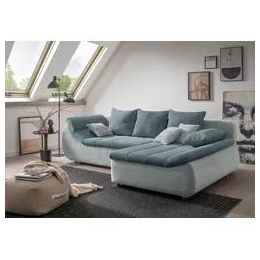 Ecksofa Home Affaire "Imola, bequem, aktuelle Steppung im Sitz, L-Form, Breite 270cm", blau (aqua, petrol), B:270cm H:90cm T:170cm, Microfaser PRIMABELLE (100% Polyester) / Struktur (82% Polyester, 9% Viscose, 7% Baumwolle, 2% Nylon);Kunstleder SOFTLUX / Struktur (82% Polyester, 9% Viscose, 7% Baumwolle, 2% Nylon), Sofas, Ecksofa, wahlweise mit Bettfunktion