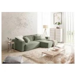 Ecksofa 3C Candy "Matteo in elegant, kubischer Formensprache, bequem, L-Form", gr&uuml;n (oliv), B:276cm H:72cm T:168cm, 95% Polyester, 5% Nylon, Sofas, Ecksofa, mit auff&auml;lliger Kedernaht, Feincord-Bezug, Lounge-Charakter