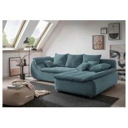 Ecksofa Home Affaire "Imola, bequem, aktuelle Steppung im Sitz, L-Form, Breite 270cm", blau (petrol), B:270cm H:90cm T:170cm, Microfaser PRIMABELLE (100% Polyester) / Struktur (82% Polyester, 9% Viscose, 7% Baumwolle, 2% Nylon);Kunstleder SOFTLUX / Struktur (82% Polyester, 9% Viscose, 7% Baumwolle, 2% Nylon), Sofas, Ecksofa, wahlweise mit Bettfunktion