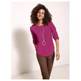Rundhalspullover Casual Looks "Pullover", Damen, Gr. 44, pink (magenta), 50% Baumwolle, 50% Polyacryl, gemustert, unifarben, Pullover Rundhalspullover