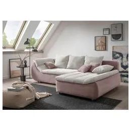 Ecksofa Home Affaire "Imola, bequem, aktuelle Steppung im Sitz, L-Form, Breite 270cm", rosa (rosa, silber), B:270cm H:90cm T:170cm, Microfaser PRIMABELLE (100% Polyester) / Struktur (82% Polyester, 9% Viscose, 7% Baumwolle, 2% Nylon);Kunstleder SOFTLUX / Struktur (82% Polyester, 9% Viscose, 7% Baumwolle, 2% Nylon), Sofas, Ecksofa, wahlweise mit Bettfunktion