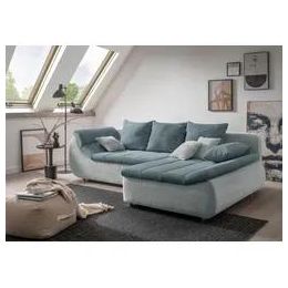 Ecksofa Home Affaire "Imola, bequem, aktuelle Steppung im Sitz, L-Form, Breite 270cm", blau (aqua, petrol), B:270cm H:90cm T:170cm, Microfaser PRIMABELLE (100% Polyester) / Struktur (82% Polyester, 9% Viscose, 7% Baumwolle, 2% Nylon);Kunstleder SOFTLUX / Struktur (82% Polyester, 9% Viscose, 7% Baumwolle, 2% Nylon), Sofas, Ecksofa, wahlweise mit Bettfunktion, Topseller