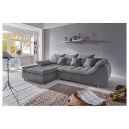 Ecksofa Home Affaire "Imola, bequem, aktuelle Steppung im Sitz, L-Form, Breite 270cm", grau (dunkelgrau), B:270cm H:90cm T:170cm, Microfaser PRIMABELLE (100% Polyester) / Struktur (82% Polyester, 9% Viscose, 7% Baumwolle, 2% Nylon);Kunstleder SOFTLUX / Struktur (82% Polyester, 9% Viscose, 7% Baumwolle, 2% Nylon), Sofas, Ecksofa, wahlweise mit Bettfunktion