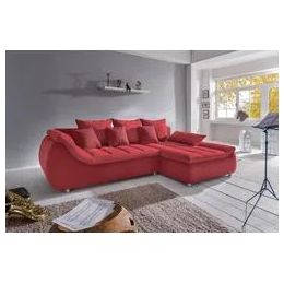 Ecksofa Home Affaire "Imola, bequem, aktuelle Steppung im Sitz, L-Form, Breite 270cm", rot, B:270cm H:90cm T:170cm, Microfaser PRIMABELLE (100% Polyester) / Struktur (82% Polyester, 9% Viscose, 7% Baumwolle, 2% Nylon);Kunstleder SOFTLUX / Struktur (82% Polyester, 9% Viscose, 7% Baumwolle, 2% Nylon), Sofas, Ecksofa, wahlweise mit Bettfunktion