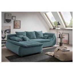Ecksofa Home Affaire "Imola, bequem, aktuelle Steppung im Sitz, L-Form, Breite 270cm", blau (petrol), B:270cm H:90cm T:170cm, Microfaser PRIMABELLE (100% Polyester) / Struktur (82% Polyester, 9% Viscose, 7% Baumwolle, 2% Nylon);Kunstleder SOFTLUX / Struktur (82% Polyester, 9% Viscose, 7% Baumwolle, 2% Nylon), Sofas, Ecksofa, wahlweise mit Bettfunktion