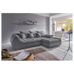 Ecksofa Home Affaire "Imola, bequem, aktuelle Steppung im Sitz, L-Form, Breite 270cm", grau (dunkelgrau), B:270cm H:90cm T:170cm, Microfaser PRIMABELLE (100% Polyester) / Struktur (82% Polyester, 9% Viscose, 7% Baumwolle, 2% Nylon);Kunstleder SOFTLUX / Struktur (82% Polyester, 9% Viscose, 7% Baumwolle, 2% Nylon), Sofas, Ecksofa, wahlweise mit Bettfunktion