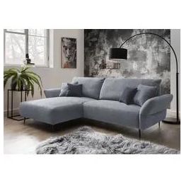 Ecksofa Home Affaire "Amarena L-Form", blau (hellblau), B:286cm H:96cm T:178cm, 100% Polyester, Sofas, Ecksofa, inklusive Armlehnenverstellfunktion, 4x Zierkissen gratis