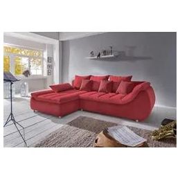 Ecksofa Home Affaire "Imola, bequem, aktuelle Steppung im Sitz, L-Form, Breite 270cm", rot, B:270cm H:90cm T:170cm, Microfaser PRIMABELLE (100% Polyester) / Struktur (82% Polyester, 9% Viscose, 7% Baumwolle, 2% Nylon);Kunstleder SOFTLUX / Struktur (82% Polyester, 9% Viscose, 7% Baumwolle, 2% Nylon), Sofas, Ecksofa, wahlweise mit Bettfunktion