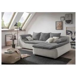 Ecksofa Home Affaire "Imola, bequem, aktuelle Steppung im Sitz, L-Form, Breite 270cm", silber (silber, grau), B:270cm H:90cm T:170cm, Microfaser PRIMABELLE (100% Polyester) / Struktur (82% Polyester, 9% Viscose, 7% Baumwolle, 2% Nylon);Kunstleder SOFTLUX / Struktur (82% Polyester, 9% Viscose, 7% Baumwolle, 2% Nylon), Sofas, Ecksofa, wahlweise mit Bettfunktion
