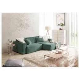 Ecksofa 3C Candy "Matteo in elegant, kubischer Formensprache, bequem, L-Form", gr&uuml;n, B:276cm H:72cm T:168cm, 95% Polyester, 5% Nylon, Sofas, Ecksofa, mit auff&auml;lliger Kedernaht, Feincord-Bezug, Lounge-Charakter