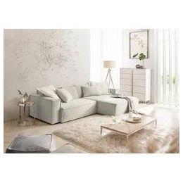 Ecksofa 3C Candy "Matteo in elegant, kubischer Formensprache, bequem, L-Form", silber, B:276cm H:72cm T:168cm, 95% Polyester, 5% Nylon, Sofas, Ecksofa, mit auff&auml;lliger Kedernaht, Feincord-Bezug, Lounge-Charakter