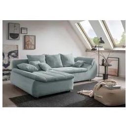 Ecksofa Home Affaire "Imola, bequem, aktuelle Steppung im Sitz, L-Form, Breite 270cm", blau (aqua), B:270cm H:90cm T:170cm, Microfaser PRIMABELLE (100% Polyester) / Struktur (82% Polyester, 9% Viscose, 7% Baumwolle, 2% Nylon);Kunstleder SOFTLUX / Struktur (82% Polyester, 9% Viscose, 7% Baumwolle, 2% Nylon), Sofas, Ecksofa, wahlweise mit Bettfunktion