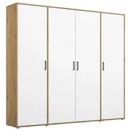 Kleiderschrank Rauch "VOYAGER Garderobe W&auml;scheschrank TOPSELLER Schlafzimmer", wei&szlig; (eiche artisan, alpinwei&szlig;, griffe graumetallic), B:187cm H:194cm T:53cm, Holzwerkstoff, Schr&auml;nke, Kleiderschrank, mit 2 modernen Griffvarianten, viel Stauraum MADE IN GERMANY