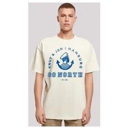 T-Shirt F4NT4STIC "Go North Knut Jan Hamburg Knut Jan Hamburg", Damen, Gr. 3XL, beige (sand), Obermaterial: 100% Baumwolle, oversize, Rundhals, ohne B&uuml;ndchen, Shirts T-Shirt, Print